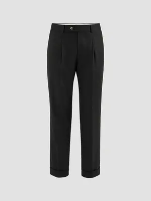 Brunello Cucinelli Virgin Wool Flannel Trousers With Pleats - Black