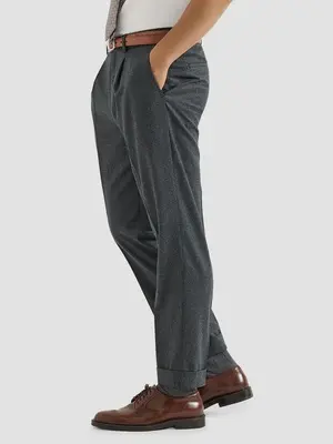 Brunello Cucinelli Virgin Wool Flannel Trousers With Pleats - Dark Grey