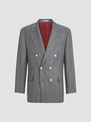Brunello Cucinelli Virgin Wool Chalk Stripe One And A Half Breasted Tailor Blazer