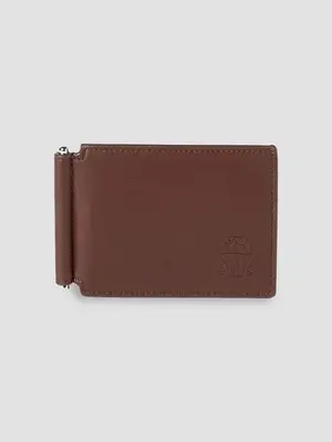 Brunello Cucinelli Smooth Calfskin Money Clip Wallet - Brown