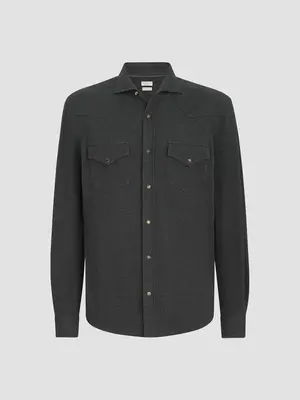 Brunello Cucinelli Cotton Piqué Western Shirt - Anthracite