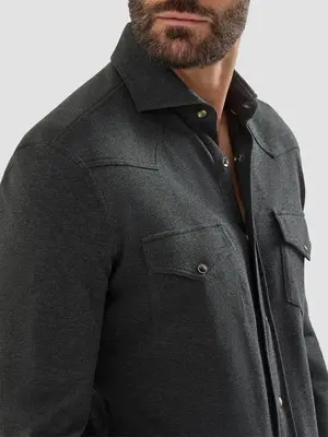 Brunello Cucinelli Cotton Piqué Western Shirt - Anthracite