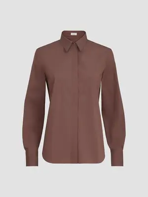 Brunello Cucinelli Stretch Cotton Poplin Shirt With Shiny Collar - Grape