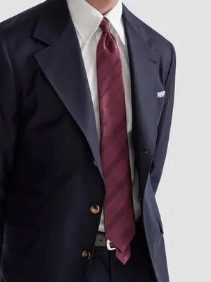 Brunello Cucinelli Textured Tone-on-tone Stripe Silk Tie - Cherry