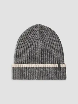 Brunello Cucinelli Cashmere English Rib Knit Beanie With Monili - Lead