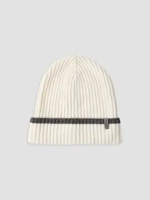 Brunello Cucinelli Cashmere English Rib Knit Beanie With Monili - Panama