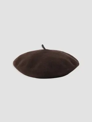 Brunello Cucinelli Wool Beret Hat With Precious Detail Cocoa