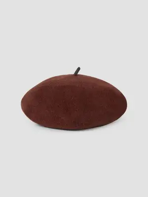 Brunello Cucinelli Wool Beret Hat With Precious Detail - Ruby
