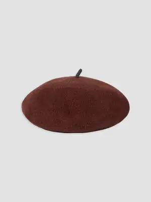 Brunello Cucinelli Wool Beret Hat With Precious Detail - Ruby