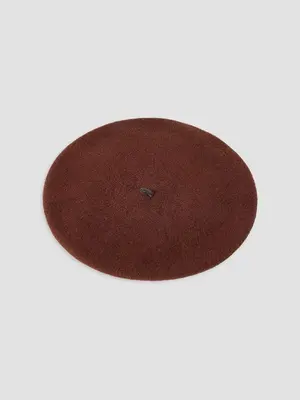 Brunello Cucinelli Wool Beret Hat With Precious Detail - Ruby