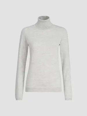 Brunello Cucinelli Sparkling Cashmere And Silk Lightweight Turtleneck Sweater - Pebble