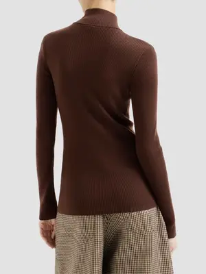 Brunello Cucinelli Virgin Wool And Cashmere Lightweight Ribbed Turtleneck Sweater - Brown