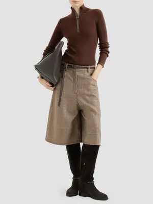 Brunello Cucinelli Virgin Wool And Cashmere Lightweight Ribbed Turtleneck Sweater - Brown