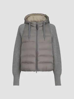 Brunello Cucinelli Water-resistant Matte Nylon Hooded Down Jacket - Medium Grey