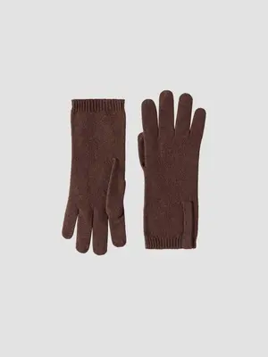 Brunello Cucinelli Cashmere Knit Gloves With Monili - Brown