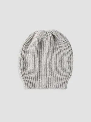 Brunello Cucinelli Cashmere And Silk Diamond Yarn Knit Beanie - Pebble