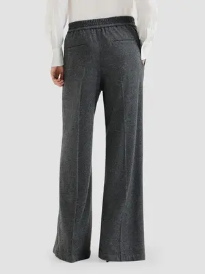 Brunello Cucinelli Cashmere Jersey Pleated Wide Track Trousers