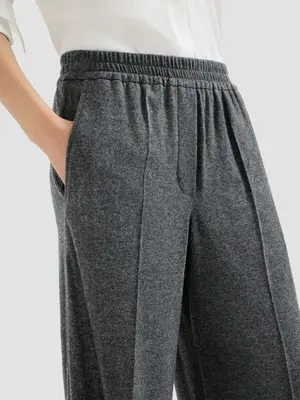 Brunello Cucinelli Cashmere Jersey Pleated Wide Track Trousers