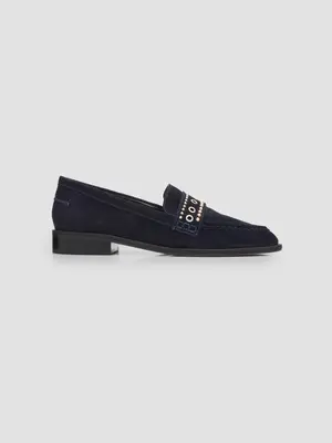 Cinq À Sept Resort Gretta Mixed-metal Studded Loafers - Navy