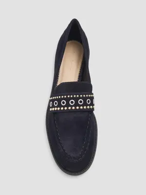Cinq À Sept Resort Gretta Mixed-metal Studded Loafers - Navy