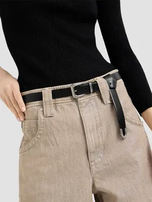 Brunello Cucinelli Cowhide Belt With Monili - Black