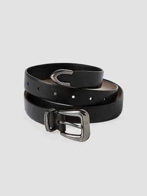 Brunello Cucinelli Cowhide Belt With Monili - Black