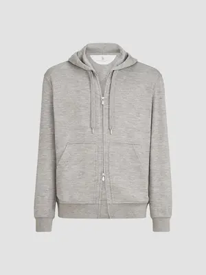 Brunello Cucinelli Cashmere And Silk French Terry Hooded Sweatshirt - Grey