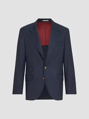 Brunello Cucinelli Virgin Wool Flannel Deconstructed Cavallo Blazer - Blue
