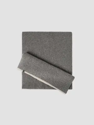 Brunello Cucinelli Cashmere English Rib Knit Scarf With Monili - Lead