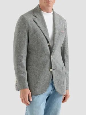 Brunello Cucinelli Cashmere Jersey Blazer With Patch Pockets - Grey