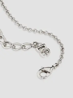 Dolce & Gabbana Goldtone Or Silvertone & Glass Crystal Monogram Pendant Necklace - Silver