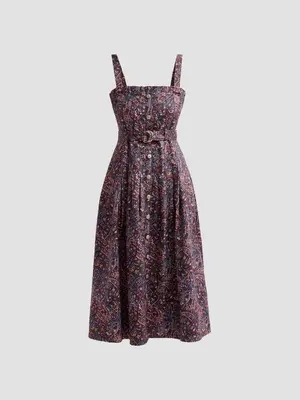 Cinq À Sept Branwen Paisley Denim Midi Dress - Black Multi