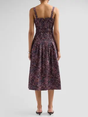 Cinq À Sept Branwen Paisley Denim Midi Dress