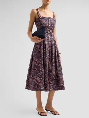 Cinq À Sept Branwen Paisley Denim Midi Dress