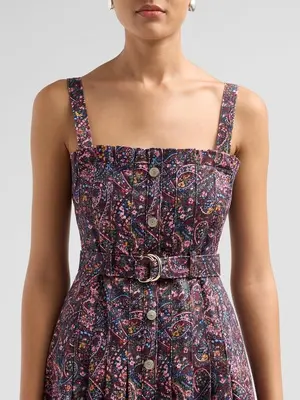 Cinq À Sept Branwen Paisley Denim Midi Dress