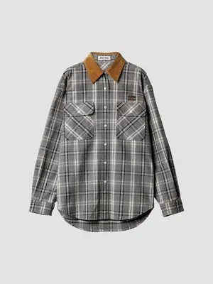 Miu Miu Checked Flannel Shirt - Grey