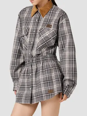 Miu Miu Checked Flannel Shirt - Grey