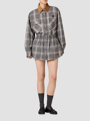 Miu Miu Checked Flannel Mini Skirt
