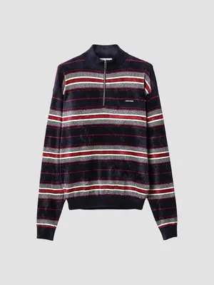 Miu Miu Chenille Half-zipper Sweater - Blue Multi