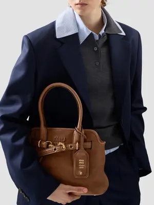 Miu Miu Aventure Nappa Leather Top Handle Bag - Brown