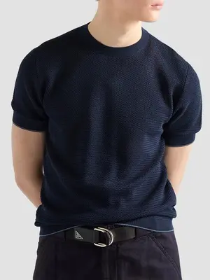 Prada Silk And Cotton Crewneck Sweater - Blue