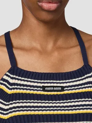 Miu Miu Cotton Knit Mini Dress - Blue Multi