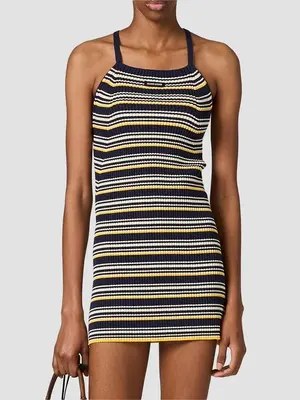 Miu Miu Cotton Knit Mini Dress - Blue Multi