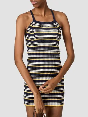 Miu Miu Cotton Knit Mini Dress - Blue Multi