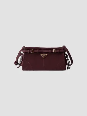 Prada Bonnie Small Suede Shoulder Bag - Dark Red