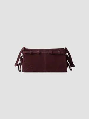 Prada Bonnie Small Suede Shoulder Bag - Dark Red
