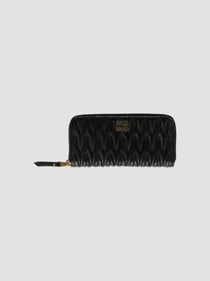 Miu Miu Large Matelassé Nappa Leather Wallet - Black