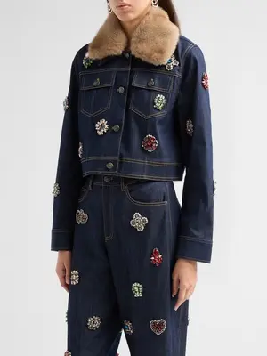 Cinq À Sept Lexie Faux-fur Collar Denim Jacket