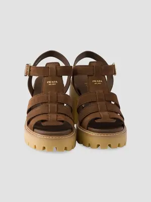 Prada High-heeled Suede Platform Sandals