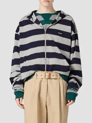 Miu Miu Striped Jersey Hoodie - Blue Multi